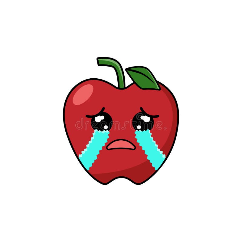 Illustration of Cute Apple is Angry with Fiery Eyes. Cute Emojis. Stock ...