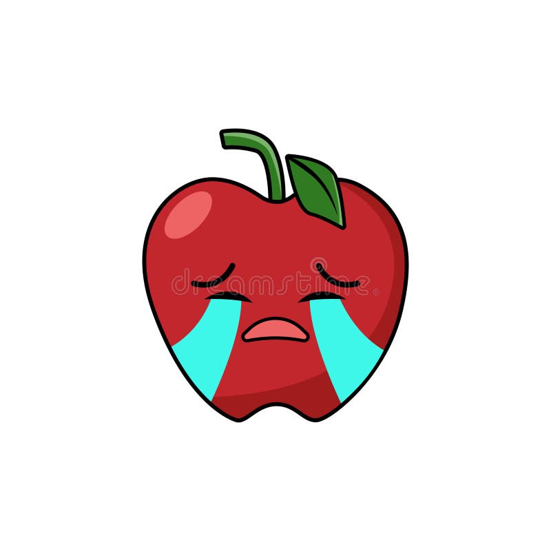 Cute Apple Illustration is Crying and Sad. Cute Emojis. Stock Vector ...