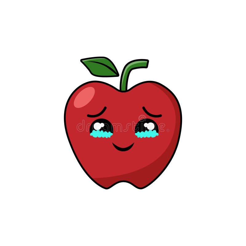 Cute Apple Illustration is Crying and Sad. Cute Emojis. Stock Vector ...