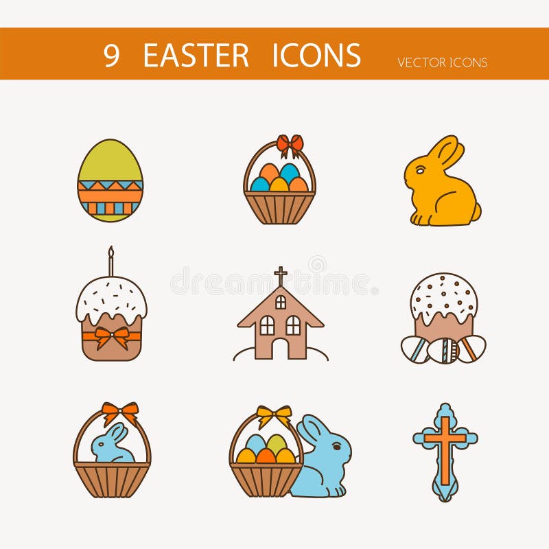 Vector Collection of Cute Easter Icons for Your Card or Invitation Design. Stock Vector ...