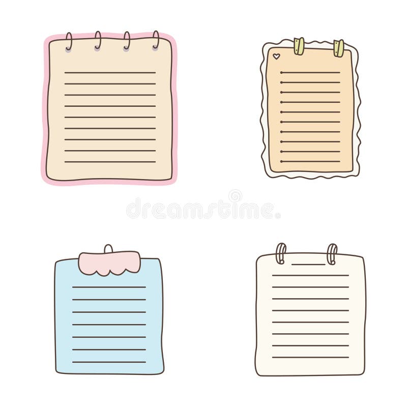 Vector Collection of Cute Pastel Empty Line Note Paper Page Sheet Stock ...