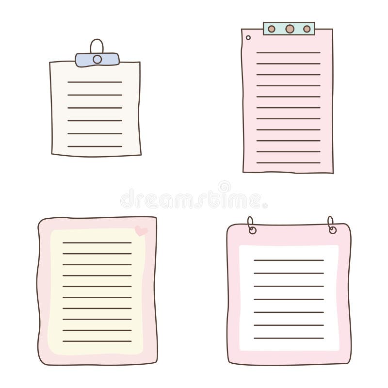 Vector Collection of Cute Pastel Empty Line Note Paper Page Sheet Stock ...