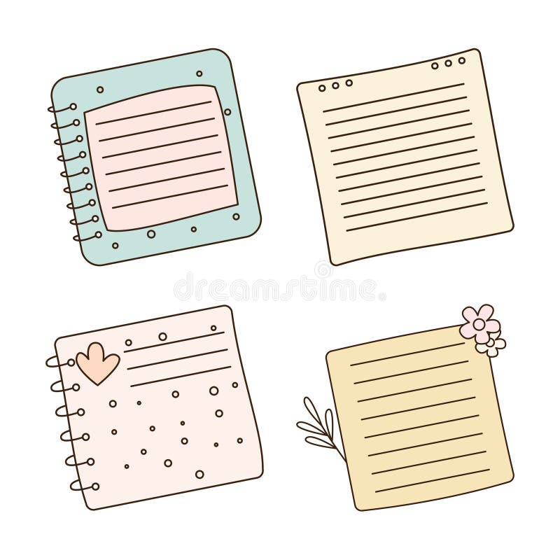 Vector Collection of Cute Pastel Empty Line Note Paper Page Sheet Stock ...