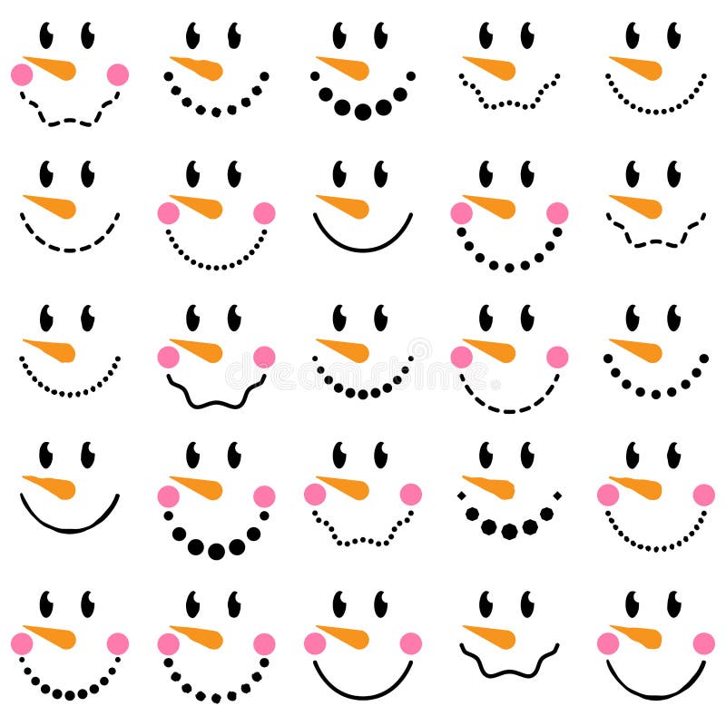 Vector Collection Of Cute Snowman Faces Stock Vector - Image: 61646335