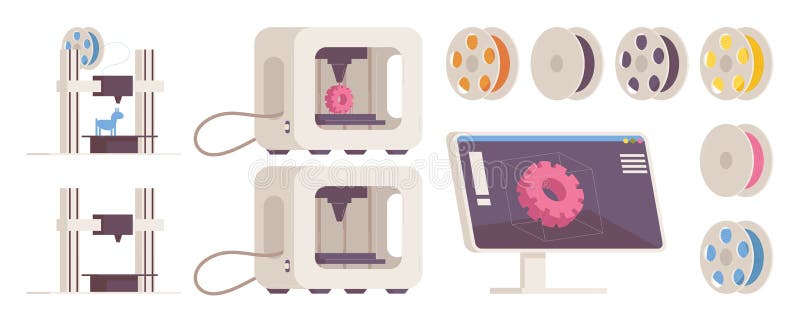 Creative 3D Print Logo or Sign, Icon. Modern 3D Printer Printing ...