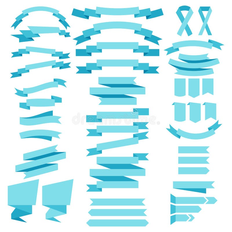 Vector Collection of Decorative Design Elements - Blue Ribbons a Stock ...