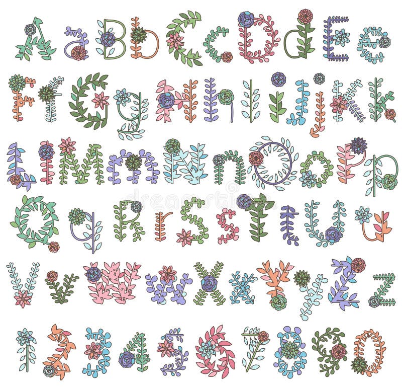 Vector Collection of Detailed Succulent or Cactus Letters and Alphabet ...