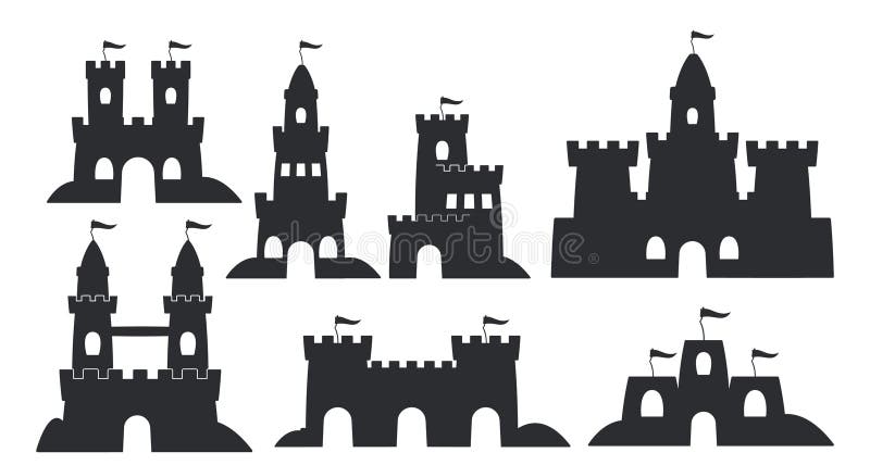 Vector Collection of Different Sand Castles in Clean, Monochromatic Design, Perfect for ...