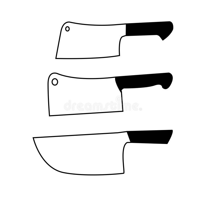 Set of Three Butcher Knives Vector Illustration Stock Vector ...