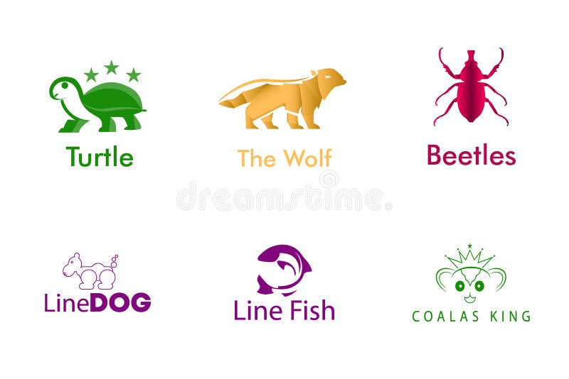 Vector Collection of Flat Animal Theme Logo Designs Stock Vector ...