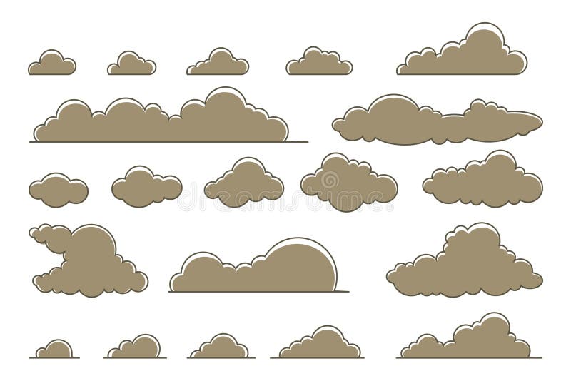 Vector Collection of Flat Clouds of Different Shapes and Sizes. Cloud ...