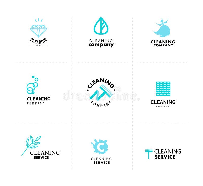 Vector Collection of Flat Logo for Cleaning Company. Stock Vector ...