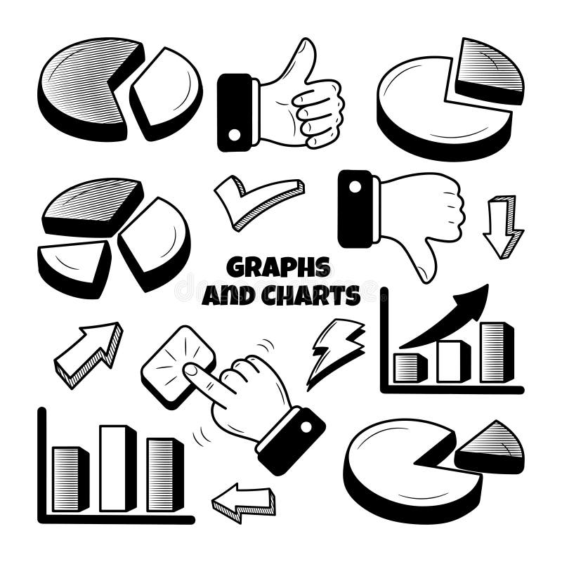 Graph and Charts Hand Drawn Doodle Elements Stock Vector - Illustration ...