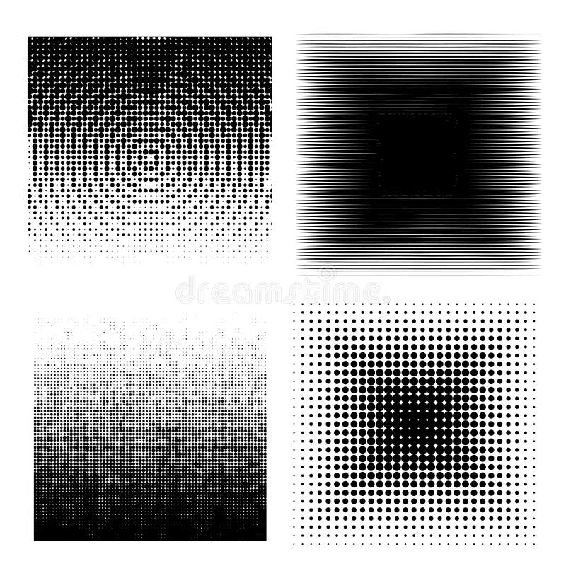 Vector Collection of Halftone Ink Geometric Monochrome Squares Stock ...