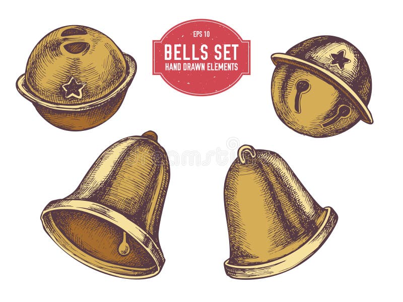Vector Collection of Hand Drawn Bells Stock Vector - Illustration of ...