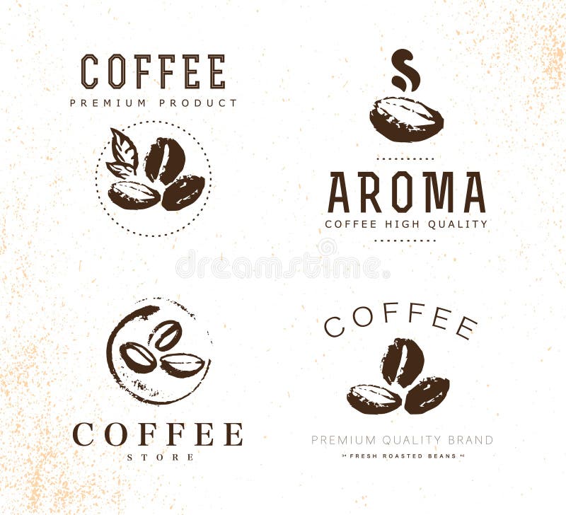 Vector Collection of Hand Drawn Coffee Logo Design Elements Isolated on ...
