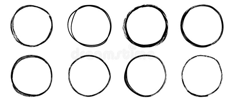 Vector Collection of Hand Drawn Round Frames. Geometric Brush Stroke ...