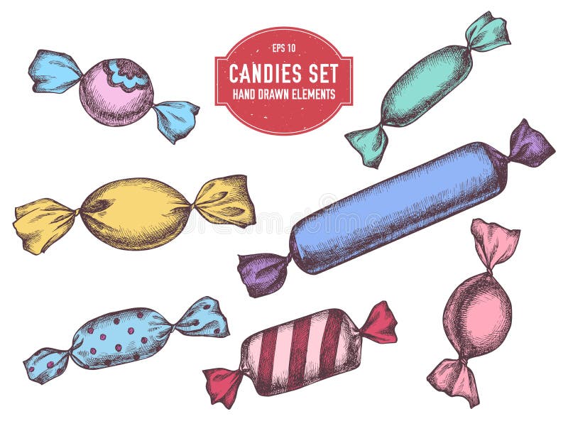 Vector Collection of Hand Drawn Sweets Stock Vector - Illustration of ...