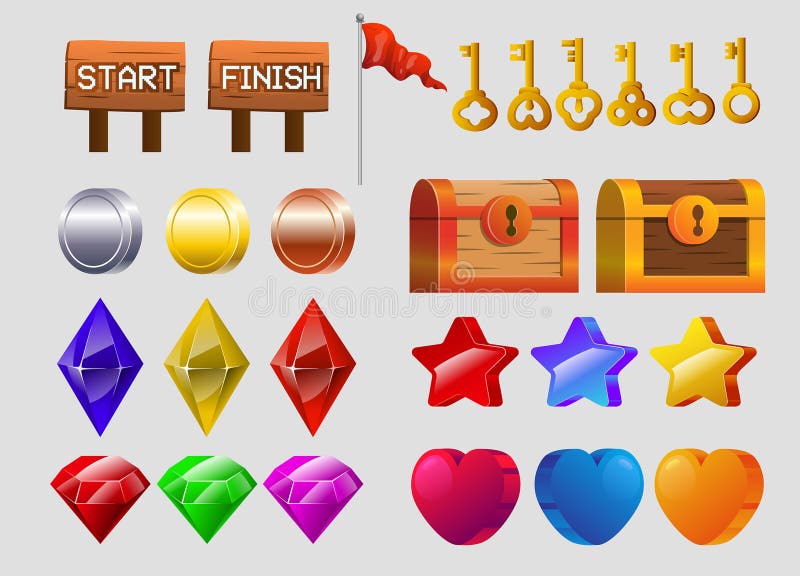 Collection of Isolated Vector Game Assets for Game Development Stock ...