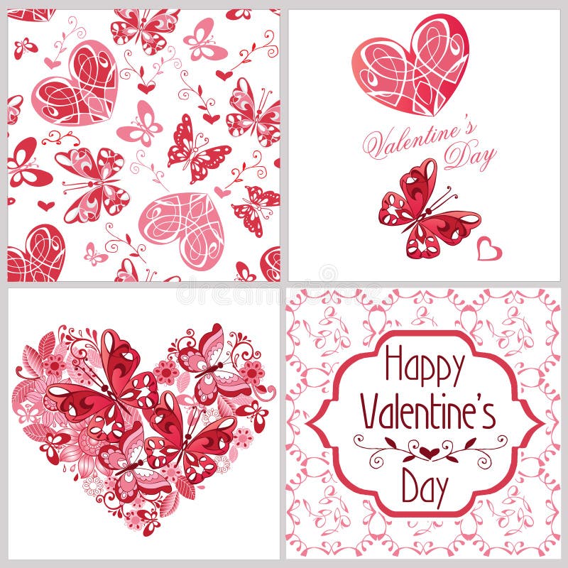Vector Collection of Love Cards Template. Decorative Elements an Stock ...