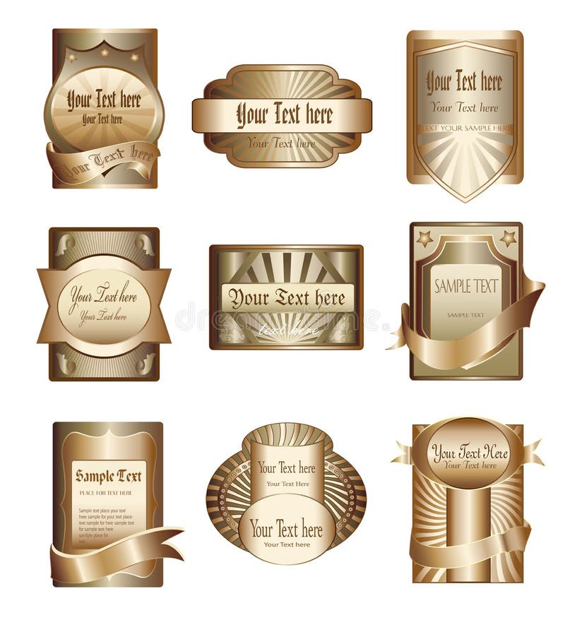 Vector Collection of Luxury Golden Labels Stock Vector - Illustration ...