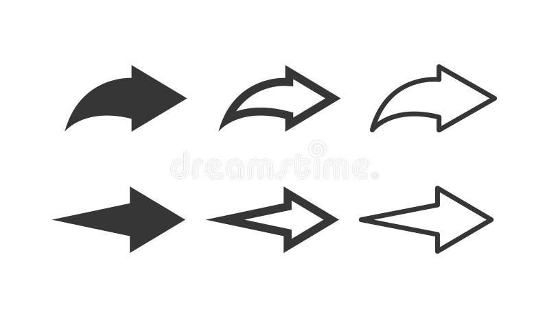 Vector Collection Monochrome Stylized Arrow Symbols. Direction and ...