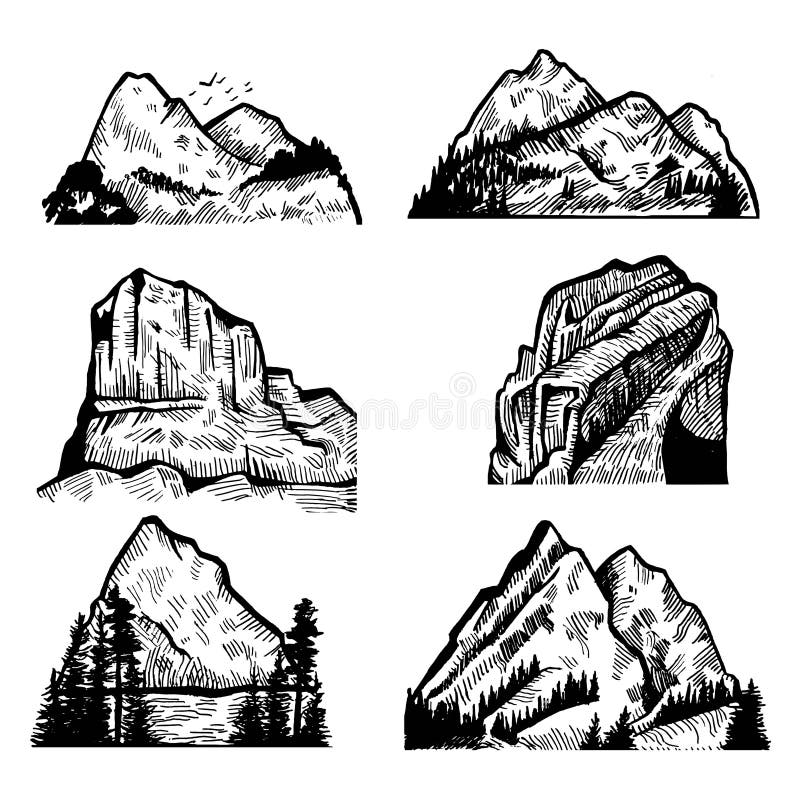 Vector Collection of Mountains and Rocks. Vector Illustration Stock ...