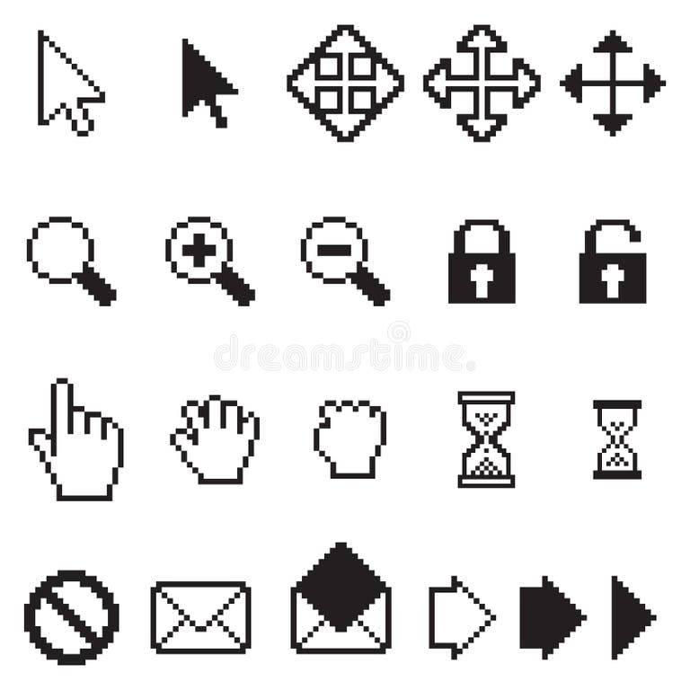 Collection of Pixel Computer Icons Stock Illustration - Illustration of ...