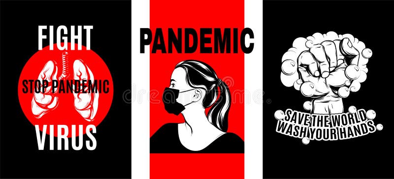 Virus Hand Drawn Vector Illustration. Coronavirus Black Lettering ...