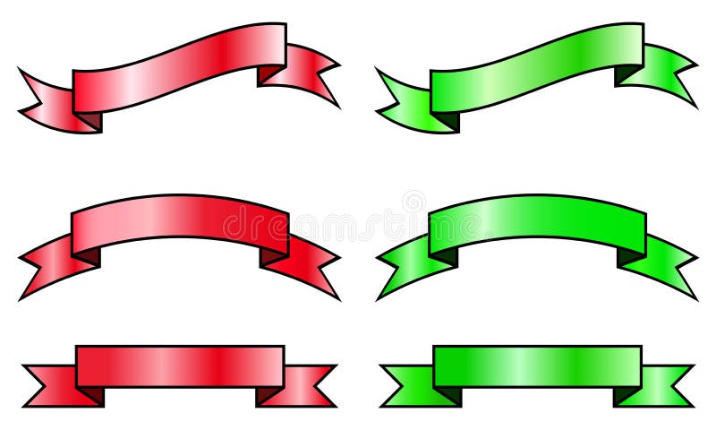 Vector Collection of Red and Green Ribbons Stock Illustration ...