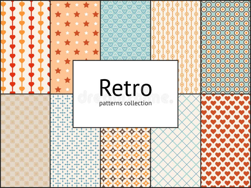 Vector Collection of Retro Patterns. 10 Different Vintage Tiling ...