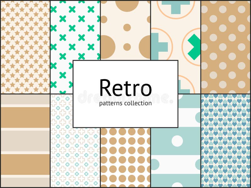 Vector Collection of Retro Patterns. 10 Different Vintage Tiling ...