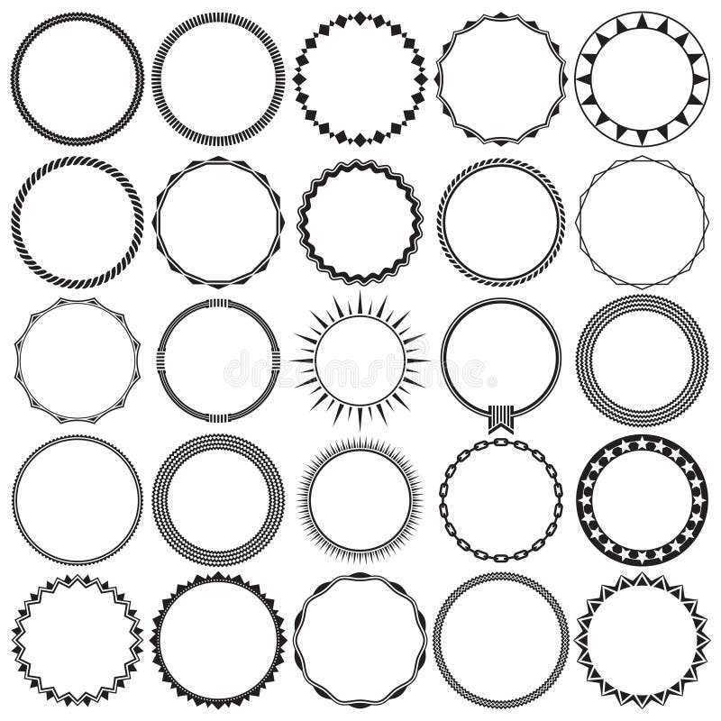Vector Collection of Round Decorative Border Frames with Clear ...