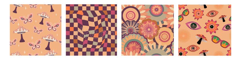A Vector Collection of 90s Groovy Posters in a Cartoon Psychedelic ...