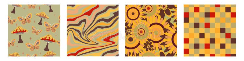 A Vector Collection of 90s Groovy Posters in a Cartoon Psychedelic ...