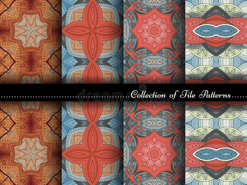 Vector Collection of Seamless Vintage Patterns Stock Vector ...
