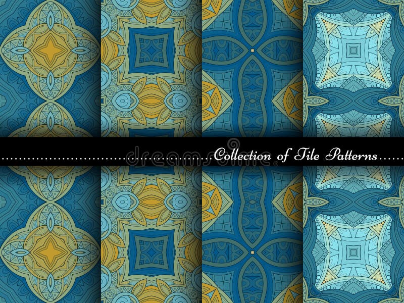 Vector Collection of Seamless Vintage Patterns Stock Vector ...