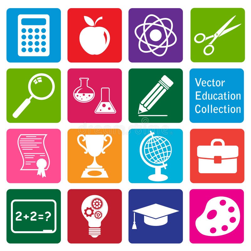 Vector Collection: Set of Education Icons Stock Vector - Illustration ...