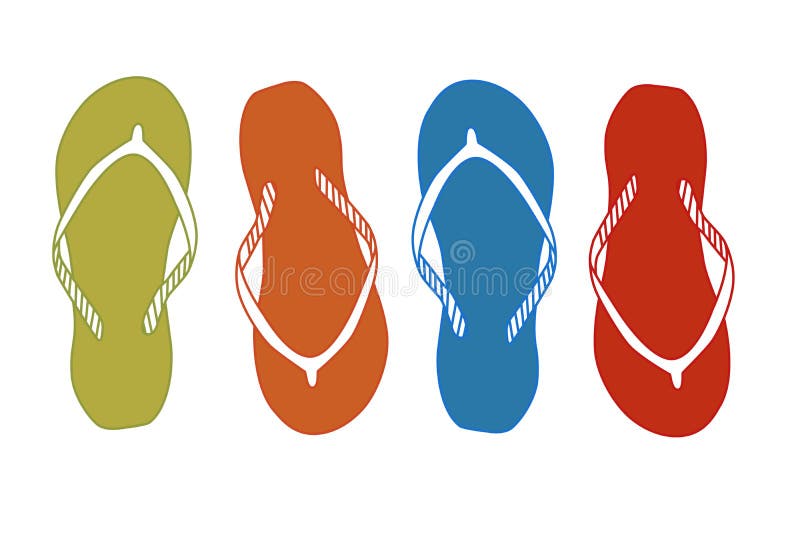 Vector Collection of Slippers for the Beach, Pool, Summer Vacation ...
