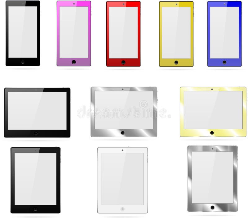 Vector Collection of Tablets, and Phones on a White Background Stock ...