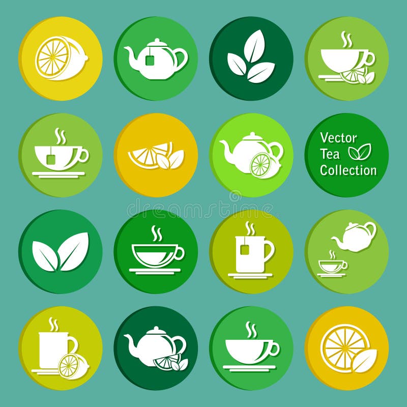 Vector Collection: Tea Icons Stock Vector - Illustration of color ...