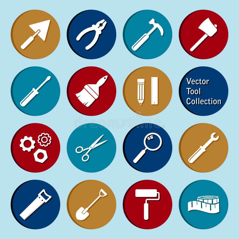 Vector Collection of Tool Icons Stock Vector - Illustration of helmet ...