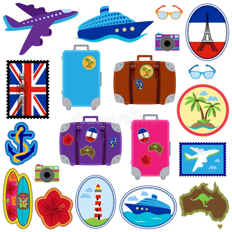 Vector Collection of Travel Stickers, Stamps, Badges Stock Vector ...