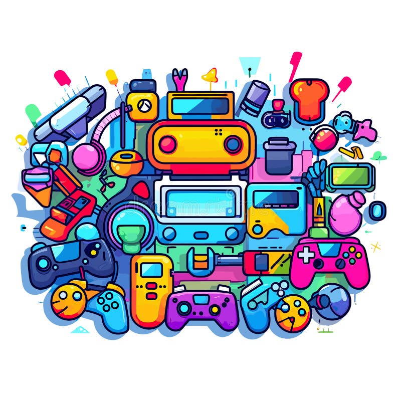 Vector of a Collection of Various Objects Arranged Together in a Flat ...