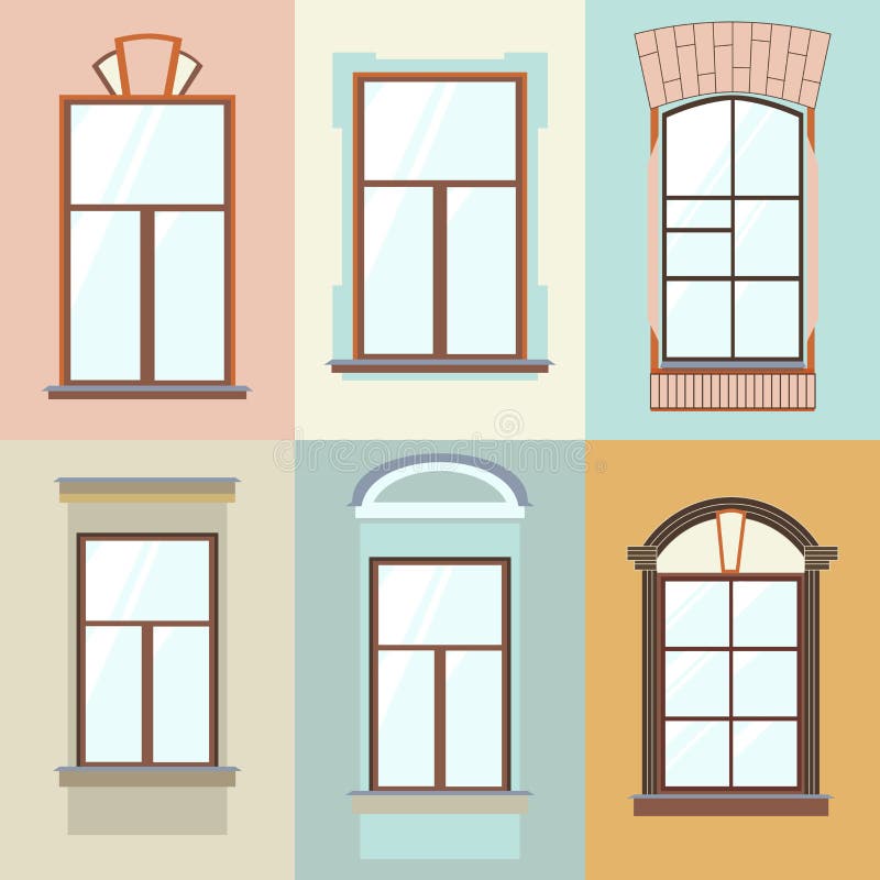 Vector Collection of Various Windows Types. for Interior and Exterior ...