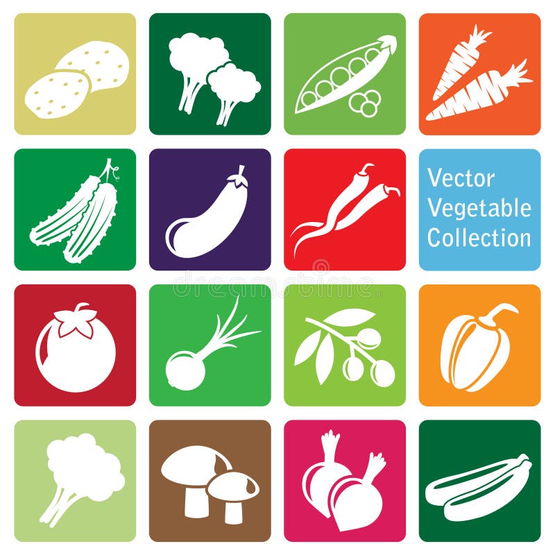 Vector Collection: Vegetable Icons Stock Vector - Illustration of decor ...