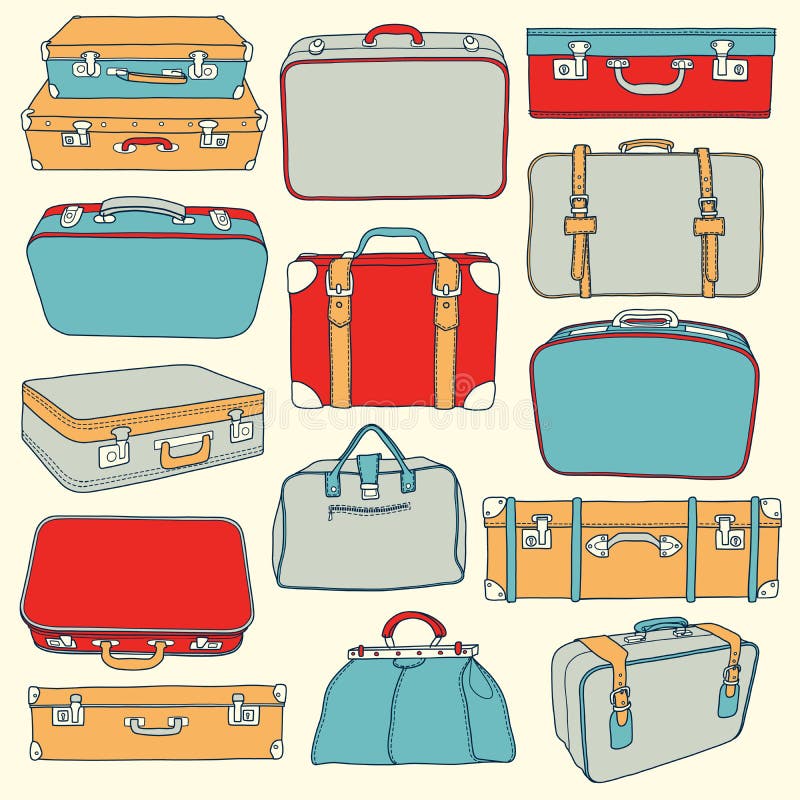 Vintage Suitcases Set. Travel Vector Illustration. Stock Illustration ...