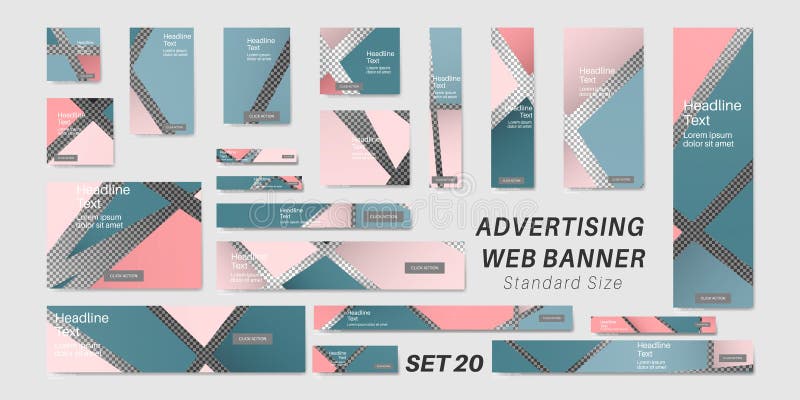 Vector Collection of Web Banner Ads with Standard Sizes. Background ...