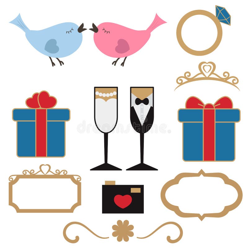 Vector Collection of Wedding Objects Stock Vector - Illustration of ...