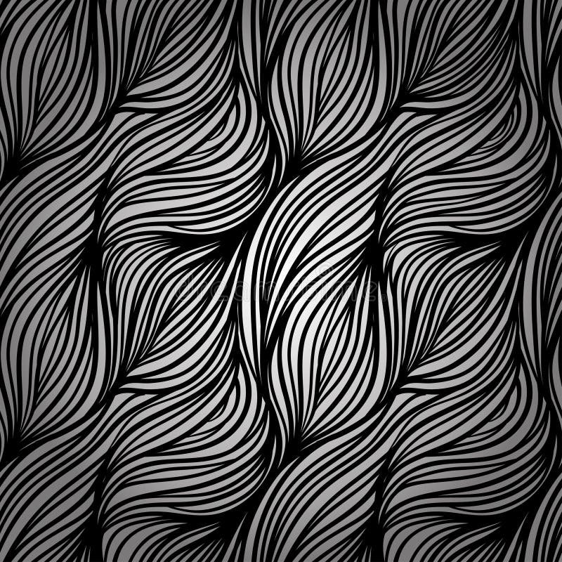 Vector Color Abstract Hand-drawn Hair Pattern with Waves and Clouds ...